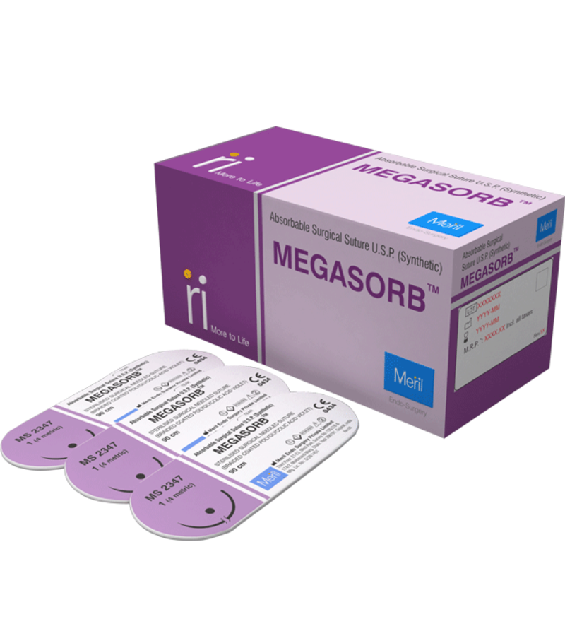 Chỉ phẫu thuật tự tiêu tổng hợp đa sợi Meril Megasorb Polyglycolic Acid ...